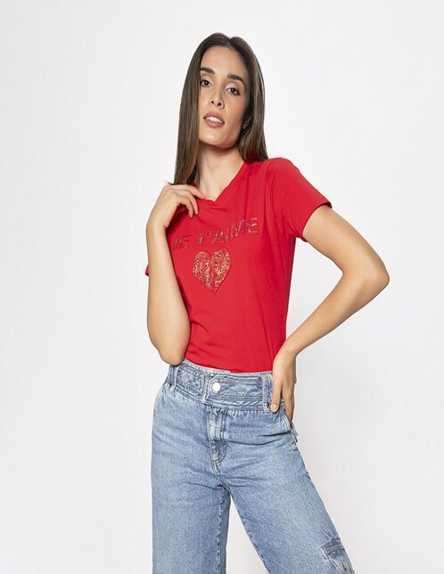 Playera manga corta Studio F cuello redondo para mujer 1