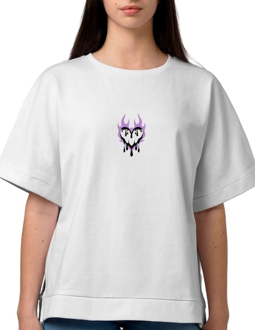 Playera manga corta Juana Gallo Burn Love Oversize cuello redondo para ...