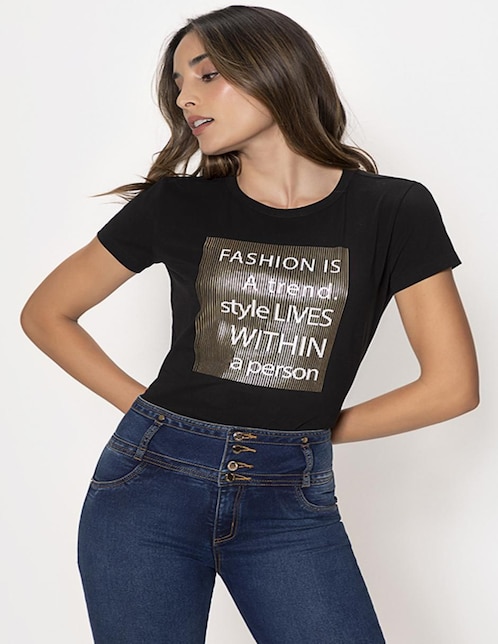 Playera manga corta Studio F cuello redondo para mujer 1