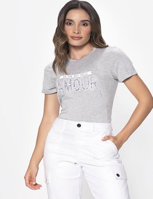 Playera manga corta Studio F cuello redondo para mujer 1