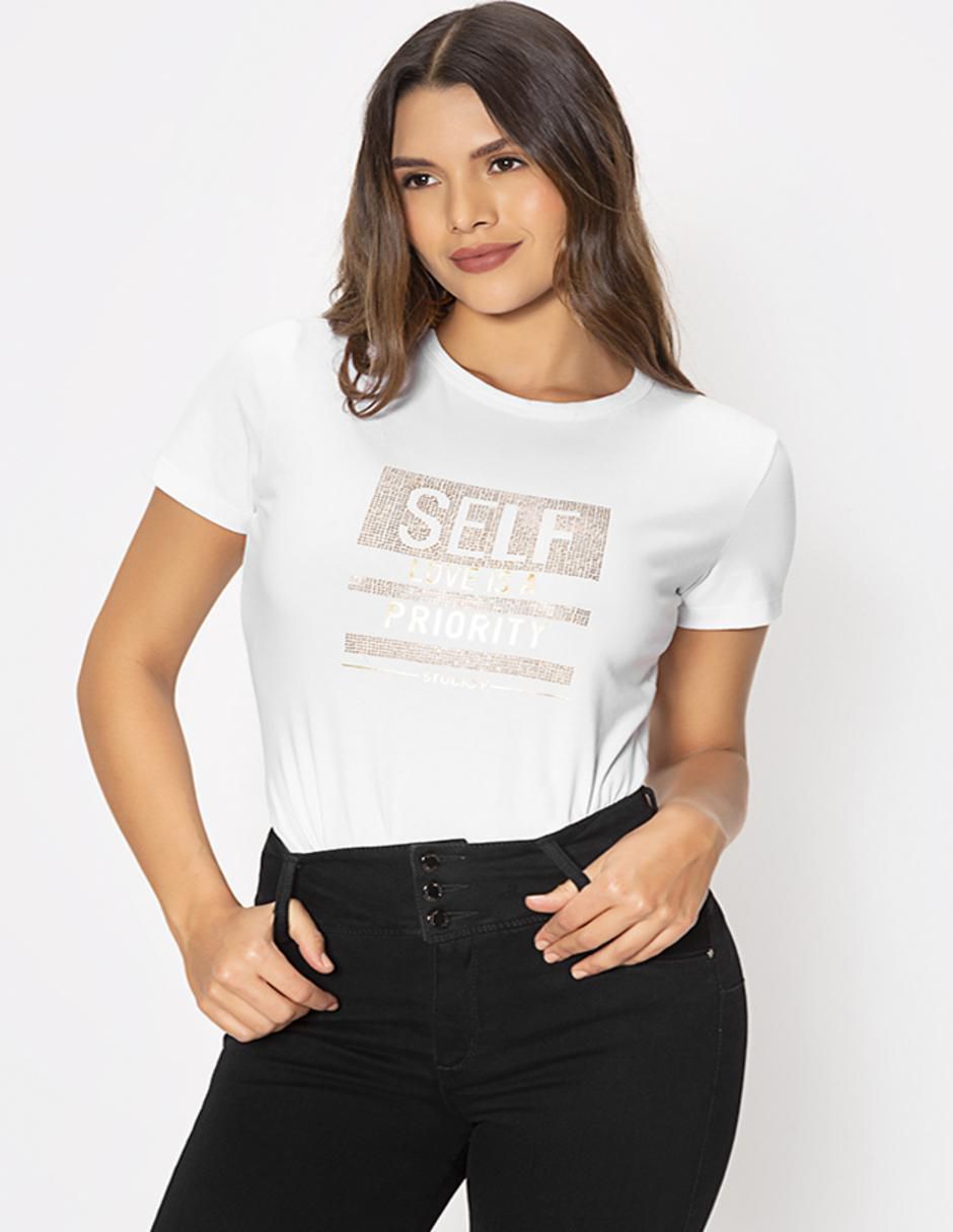 Playera manga corta Studio F cuello redondo para mujer